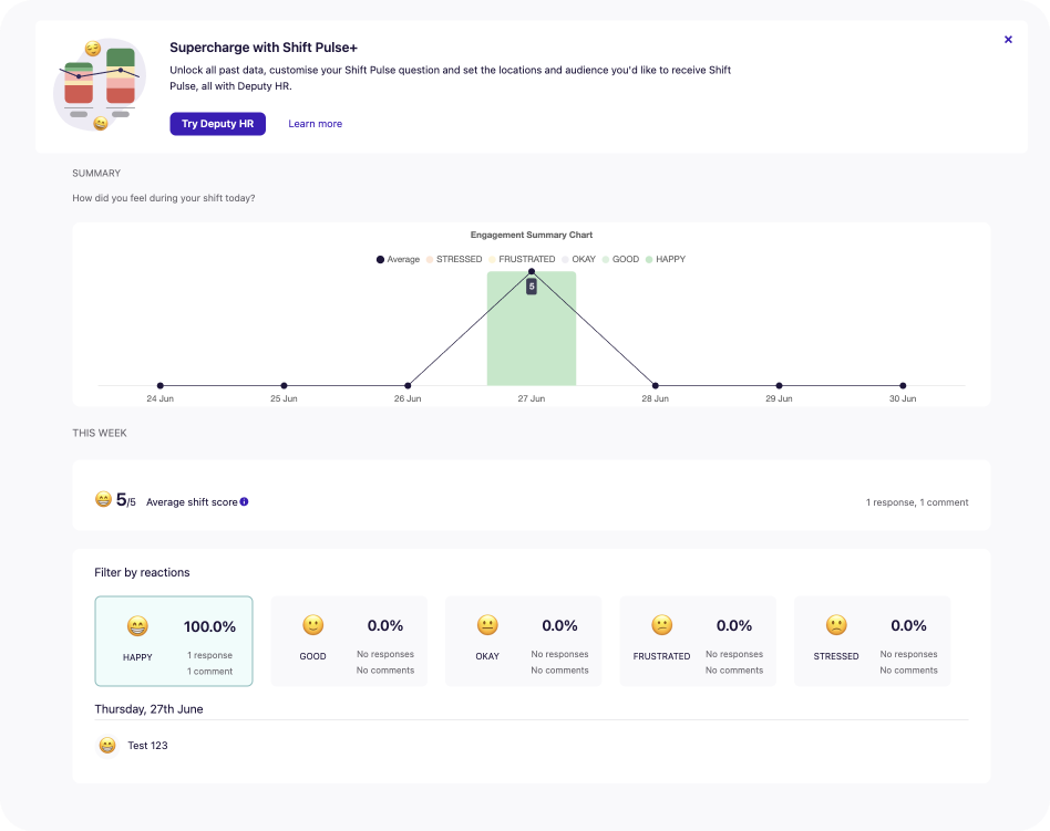 Shift Pulse Report - reporting on employee engagement – Deputy Help Center