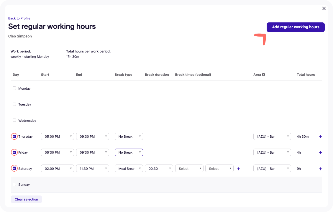Set a team member's regular working hours – Deputy Help Center