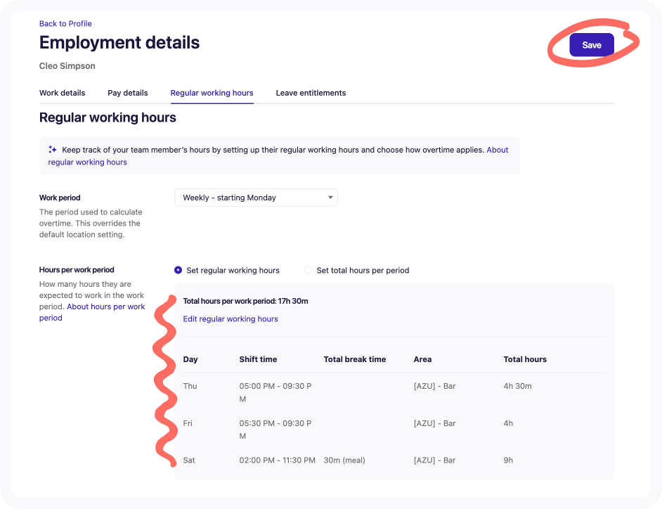 Set a team member's regular working hours – Deputy Help Center