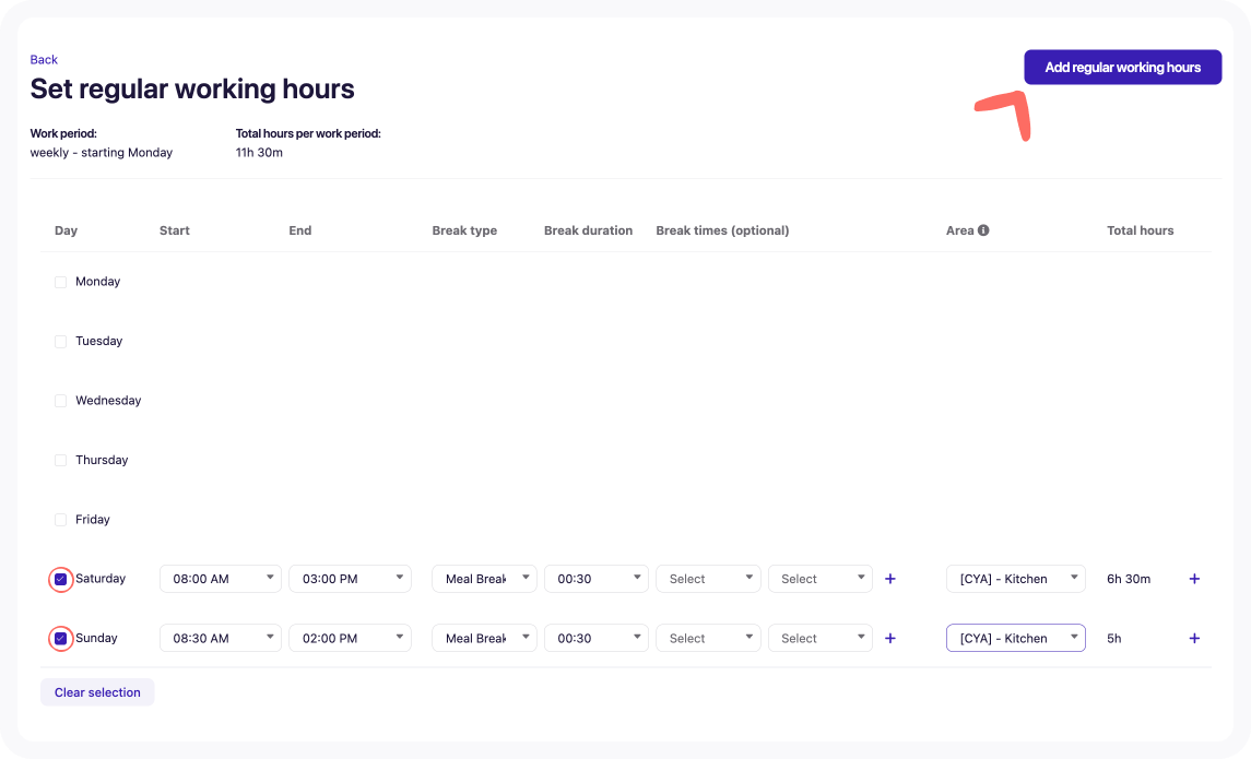 Set a team member's regular working hours – Deputy Help Center