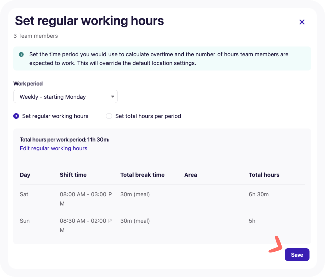 Set a team member's regular working hours – Deputy Help Center