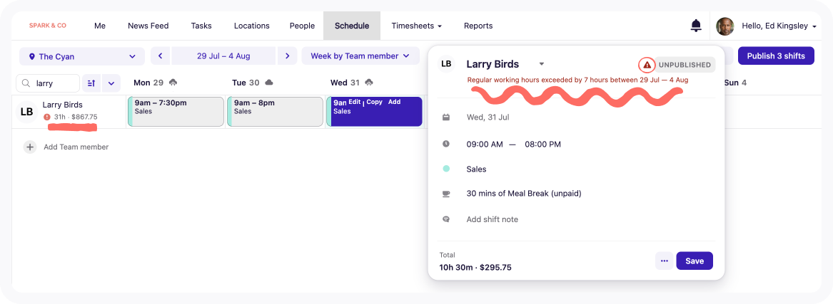 Set a team member's regular working hours – Deputy Help Center