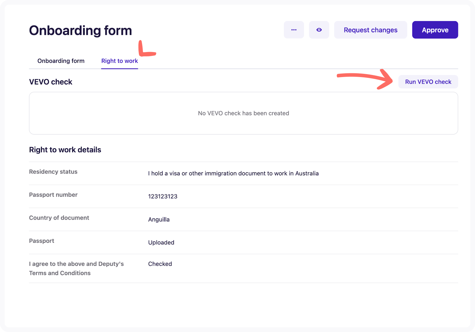 Running VEVO checks during onboarding (AU) – Deputy Help Center