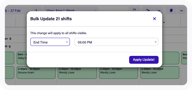 Bulk shift updates on the schedule – Deputy Help Center