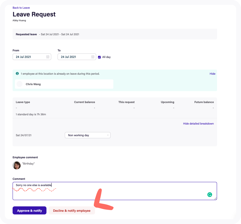 How to approve and decline leave requests (UK only) – Deputy Help Center