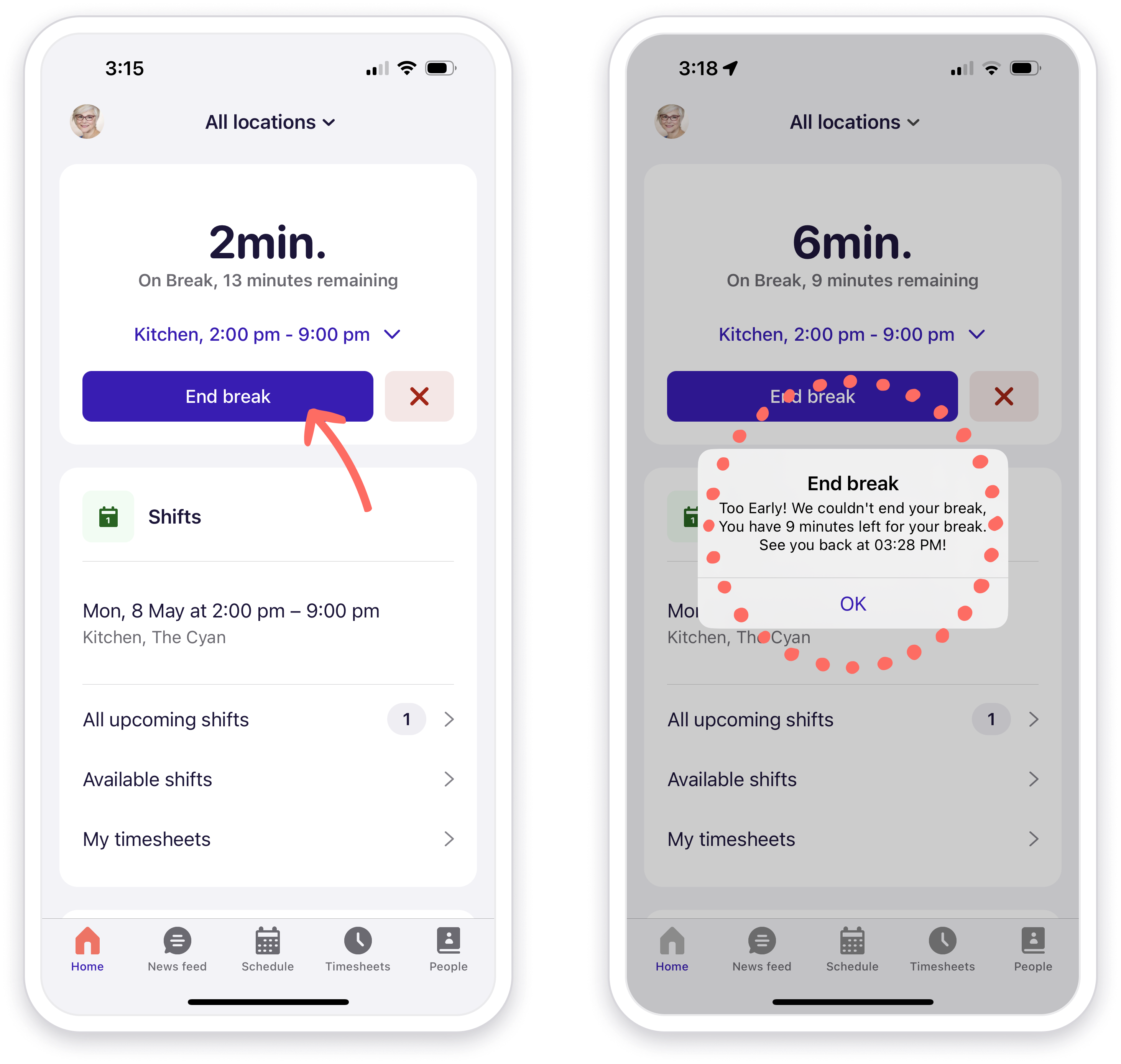 Start and end your break – Deputy Help Center