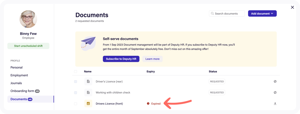 Requesting documents from team members – Deputy Help Center