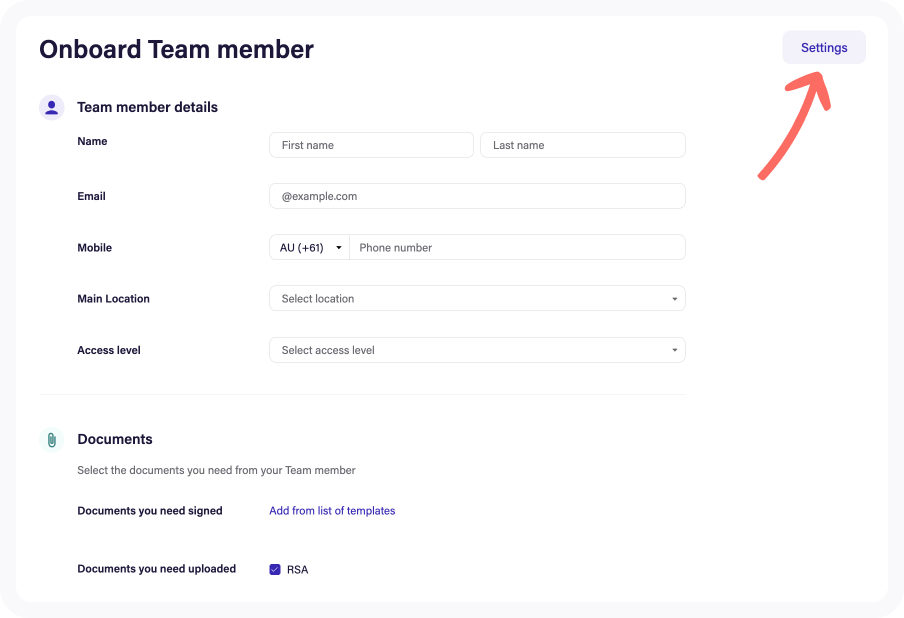 Managing signature templates to send documents to team members for ...