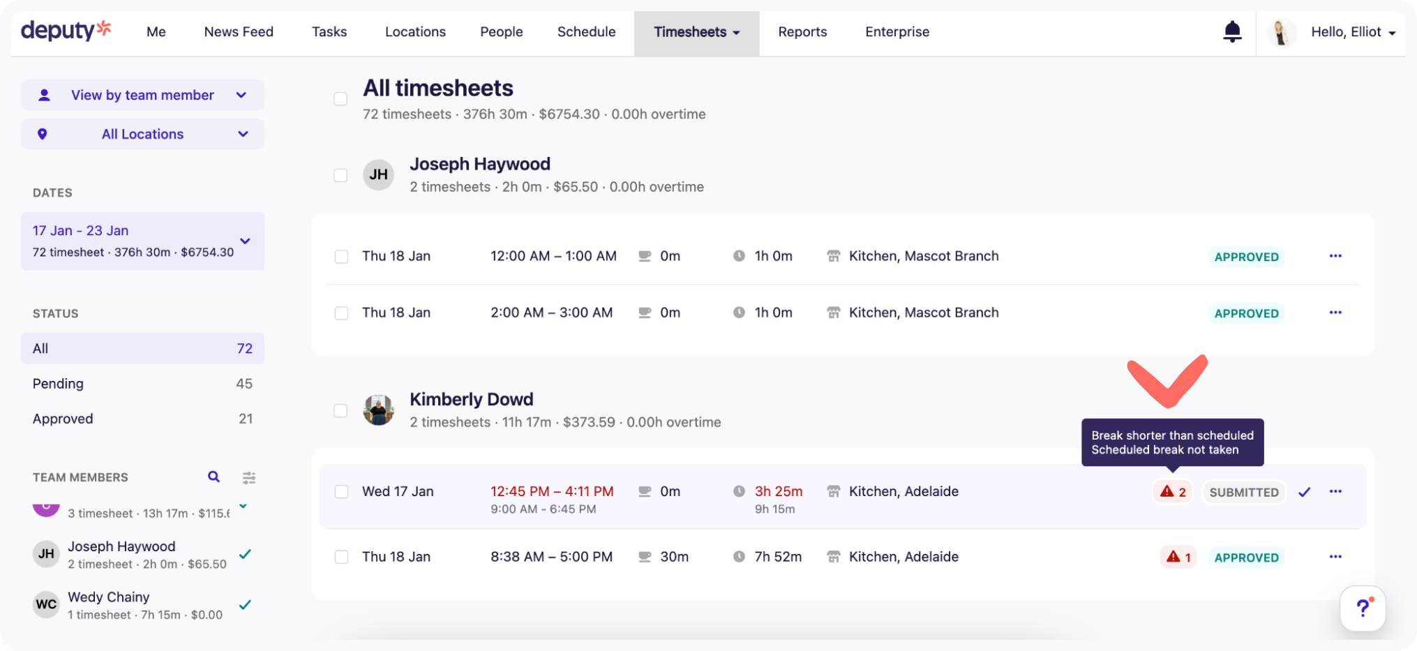 Filtering and reviewing Timesheets (Beta) – Deputy Help Center
