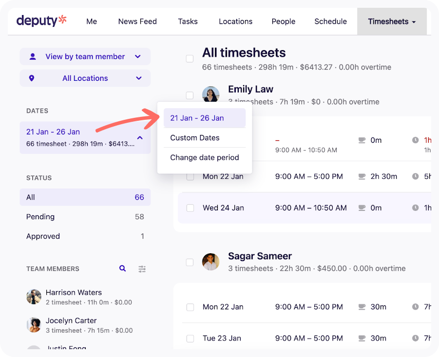 Filtering and reviewing Timesheets (Beta) – Deputy Help Center