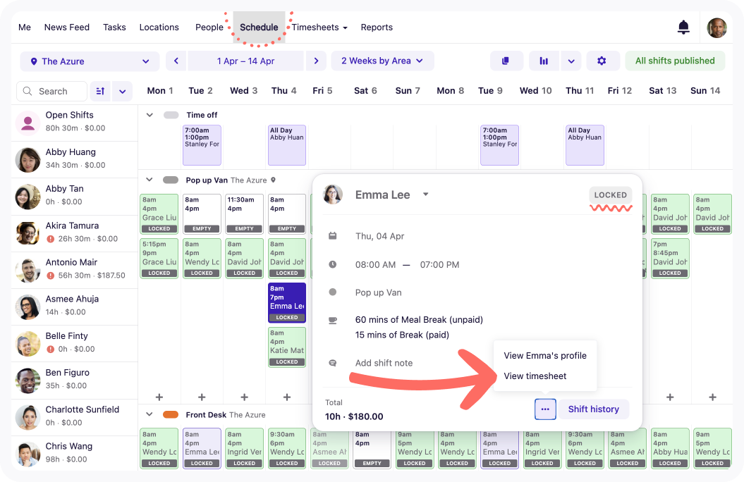 Why is there no timesheet displayed when I click View timesheet from a ...