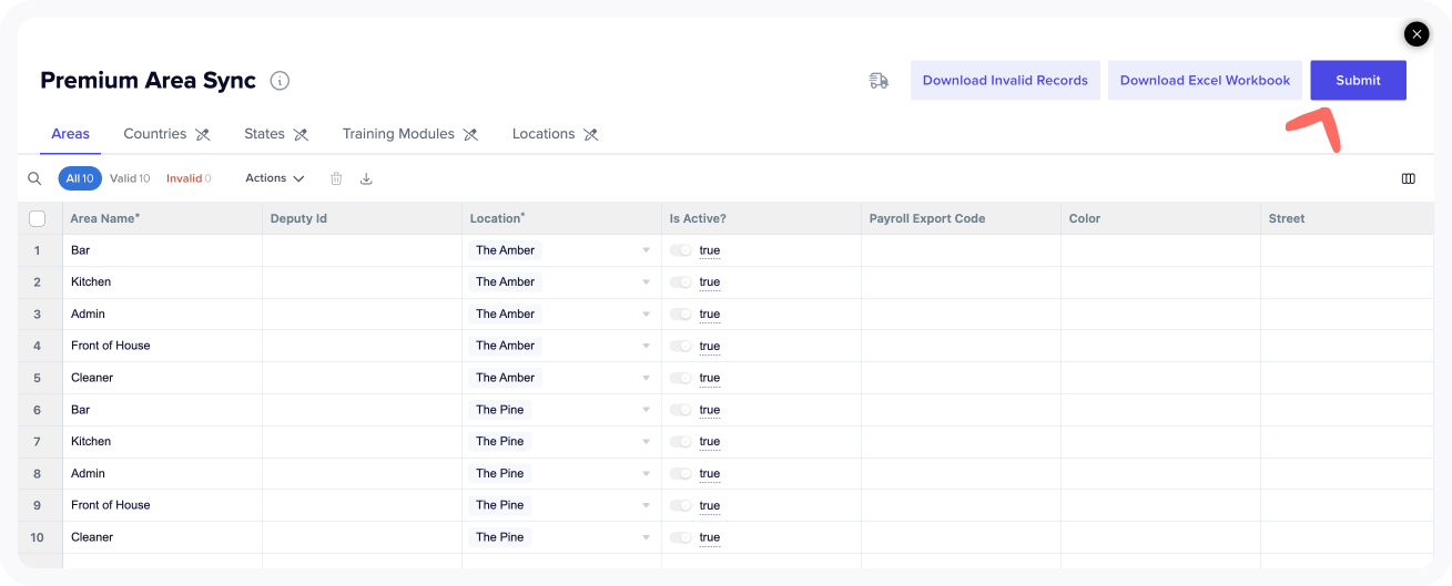 Bulk import or update of locations and areas – Deputy Help Center